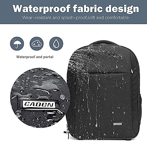 CADeN Camera Backpack, Waterproof Drone and Camera Bag for Canon Nikon Sony DSLR SLR Mirrorless, DJI Mavic, Air 2S, FPV Drone Backpack with 15.6'' Laptop Compartment & Tripod Holder