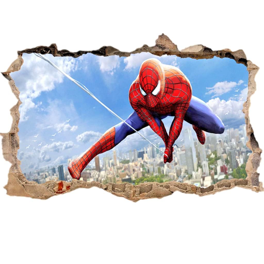 LSXYJ Spiderman Wall Stickers for Bedroom, Spiderman Poster Boys Kids Room Decor, Decorations for Bedroom Wall Decor, Spiderman Stickers Playroom Wall Decor