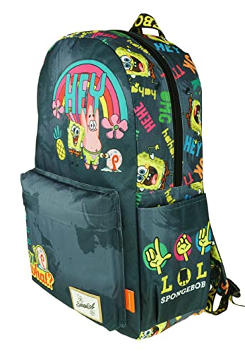KBNL SpongeBob Backpack with Laptop Compartment for School, Travel and Work, Black, (A22222-SB)