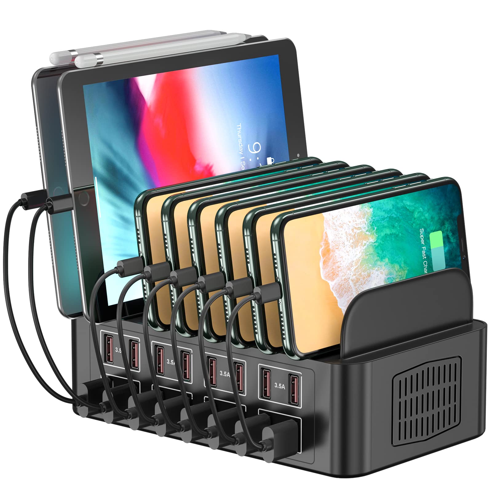 Charging Station for Multiple Devices, 16 Ports Fast Charging Station, 175W 35A Multi USB Charger Station,Travel USB Charging Station for Multiple Devices,Charging Dock
