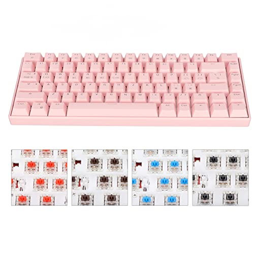 Heayzoki 82 Key Gaming Keyboard, RGB Backlight Mechanical Keyboard 2.4G/Bluetooth 3.0/5.0/Type-C Ergonomic Pink Gaming Keyboard for Office Home(Black Shaft)