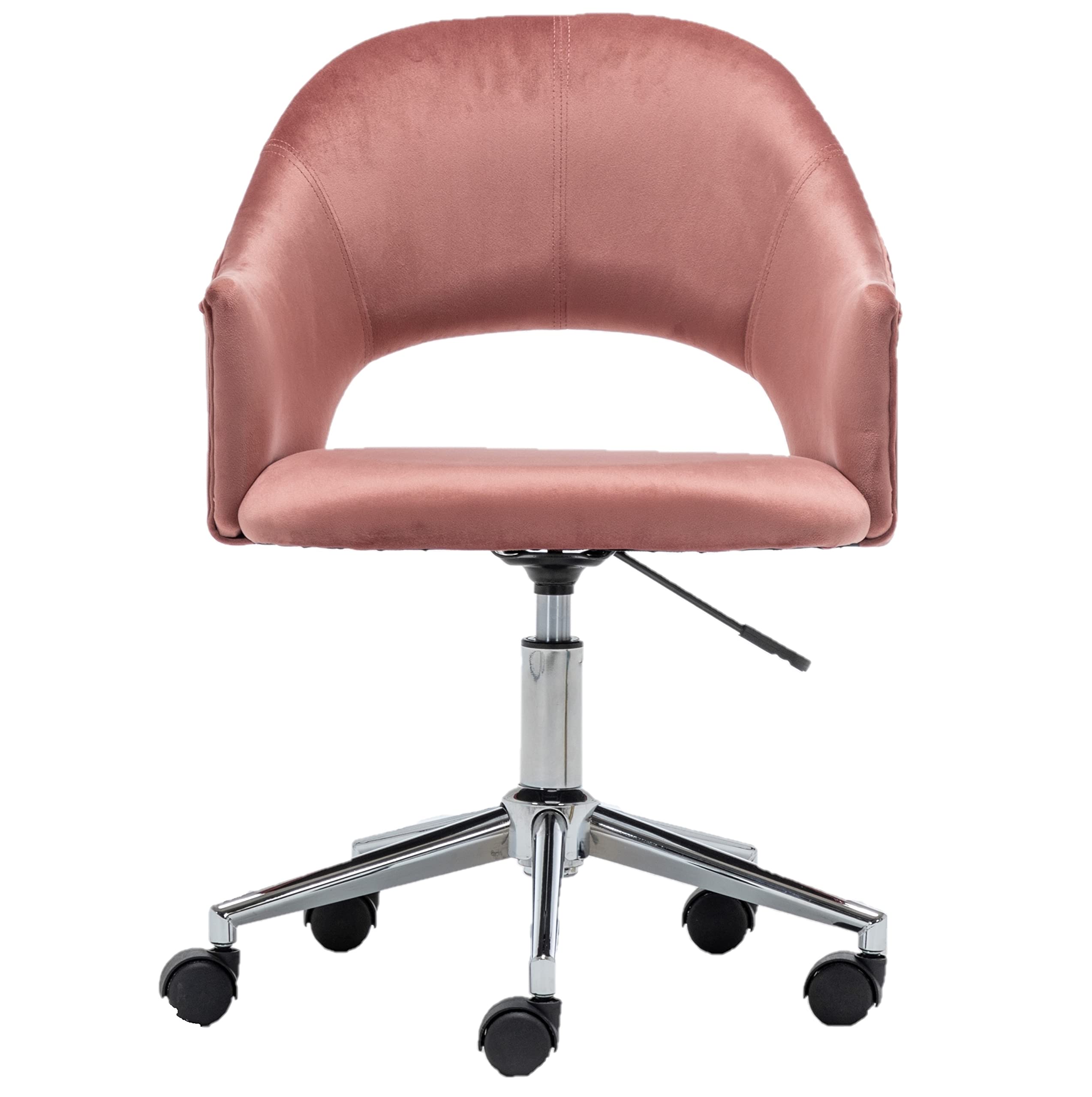 BTEXPERT Midback Swivel Task Vanity Makeup Work, Rose Pink (5155) Velvet Home Office Chair, Adjustable Upholstered Accent