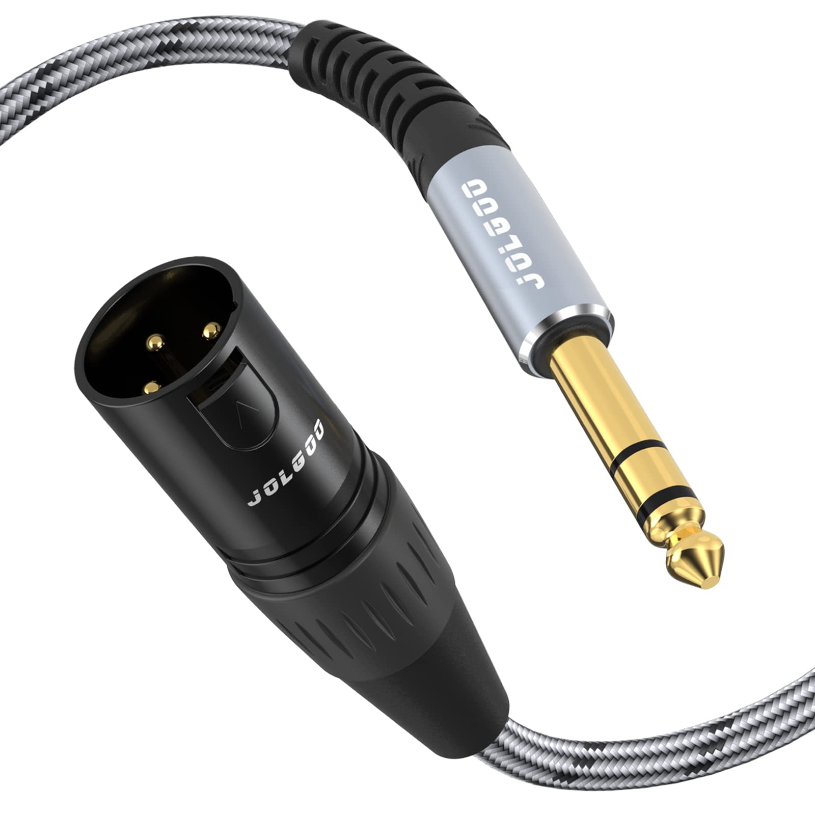 JOLGOO 1/4 Inch TRS to XLR Male Cable, Balanced 6.35mm TRS Plug to 3-pin XLR Male, Quarter inch TRS Male to XLR Male Microphone Cable, 6.6 Feet