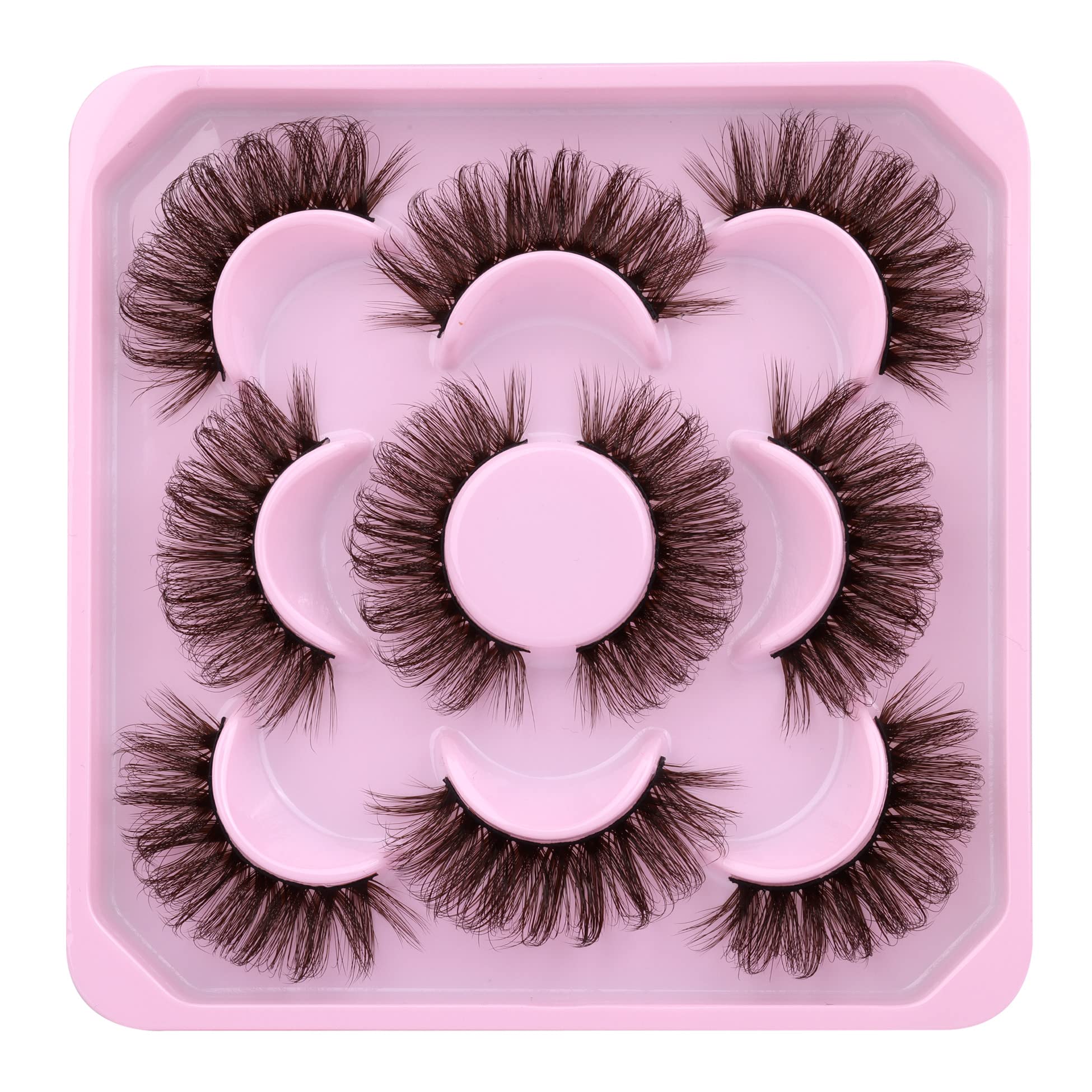 Eyelashes Russian Strip Lashes Mink Natural Eyelashes Fluffy Volume Colored Brown Lashes False Eyelashes 20mm Long Soft D Curl Lashes Pack by Newcally