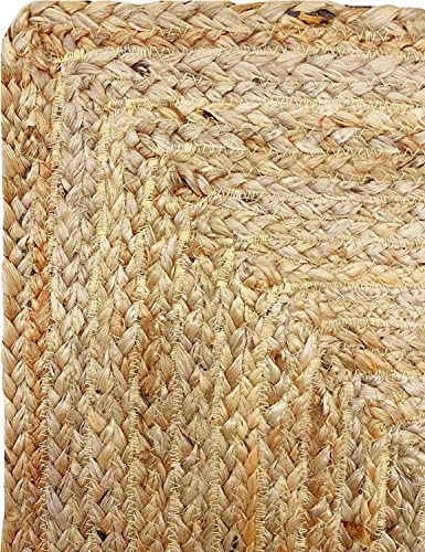 KEMA 2x3 Feet Handwoven Jute Braided Area Rug, Natural Yarn - Rustic Vintage Braided Reversible Rectangular Rug- Eco Friendly Rugs for Bedroom, Kitchen, Living Room, Farmhouse