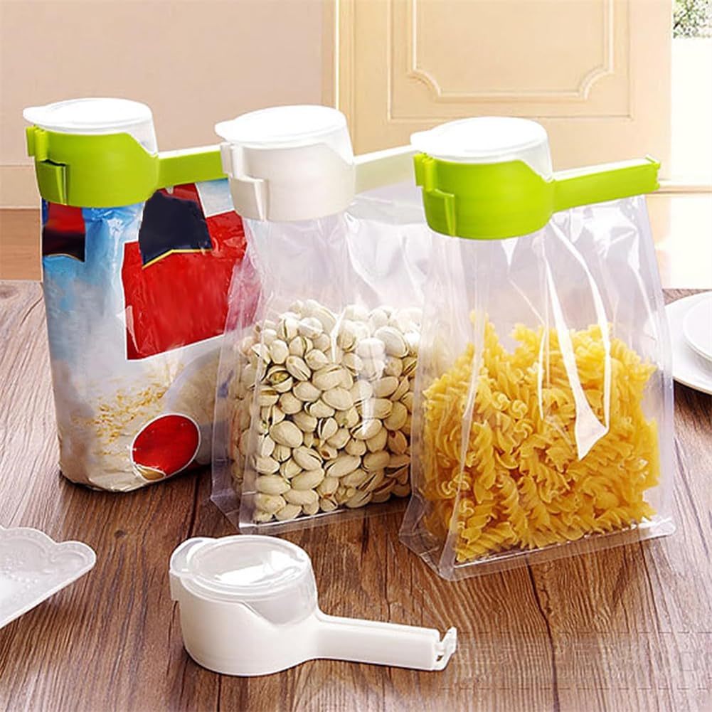 Food Clip Set,Snack Clips That Pour,Food Storage Sealing Clips with Pouring Spouts, Bag Clip Pour Spout,Reusable Plastic Cap Sealer Clips,Durable Plastic Clips (dark gray)