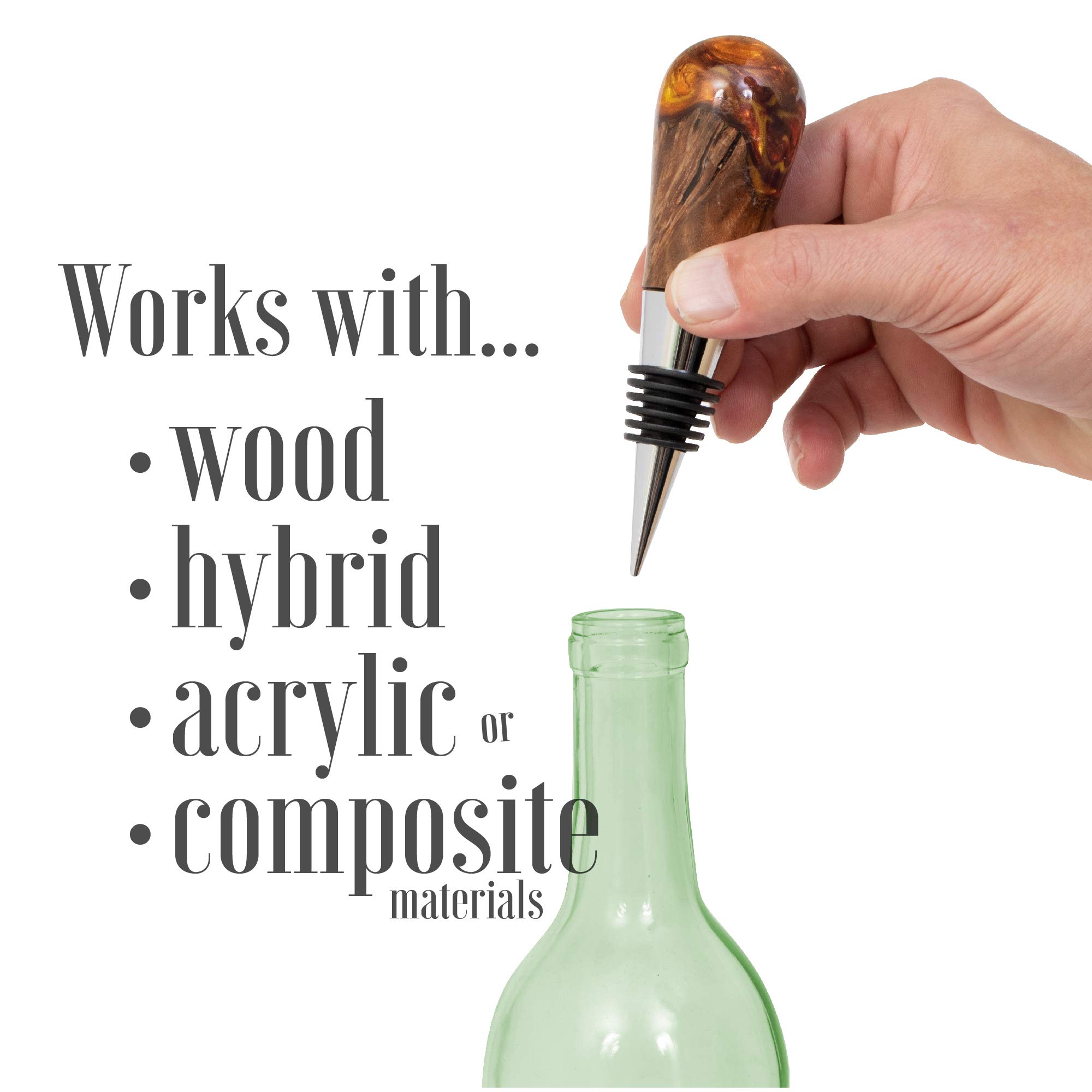 Classic Chrome Style Bottle Stopper with 3/8β x 16 tpi Threaded Post For Attaching Hand Made or Lathe Turned Handles β¦ (10 Chrome Stoppers)