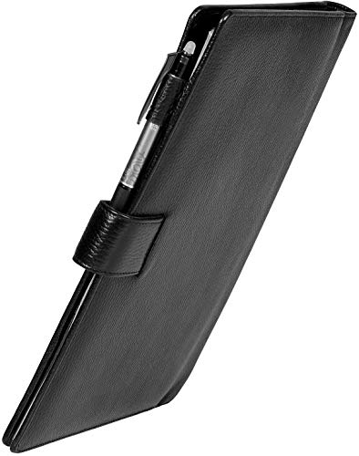 Genuine Leather Folio Cover Compatible with Rocketbook Everlast, Wave, Fusion, Panda | A5 Size Portfolio Organizer with Pen Loop | Fits Executive A5 Size Notebook 6" x 8" | Black