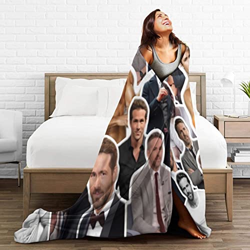 Hamklla Ryan Reynolds Collage Blanket Ultra-Soft Micro Fleece Blanket Warm Cozy Plush Bed Blanket Lightweight Sofa Throw Blanket, Black, 50''x40''