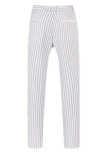 Mens 3 Piece Pinstripe Suit Slim Fit Casual Dress Suits Blazer + Vest + Pants US Size 38 (Asian Size 3XL) White