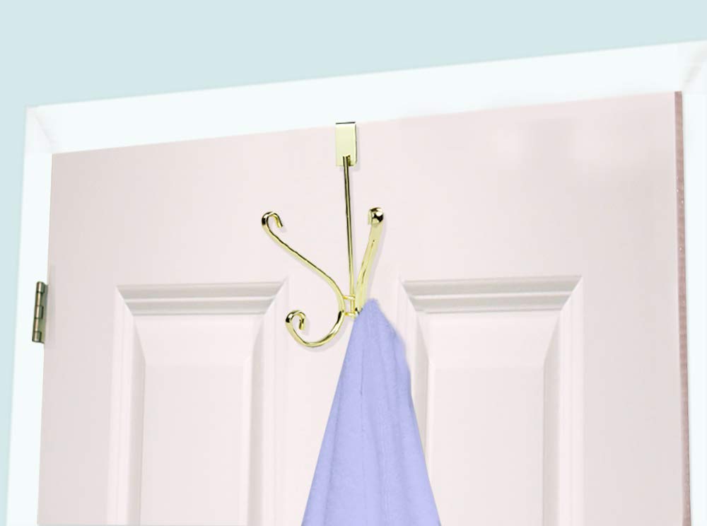 Home Basics Over The Door Double Hook (Gold)