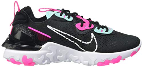 NIKE Women's NSW React Vision Running Shoe, Dk Smoke Grey White Pink Blast Tropical Twist Black, 7.5