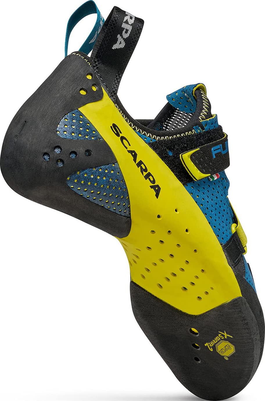 SCARPA Furia Air Rock Climbing Shoes for Sport Climbing and Bouldering - Specialized Performance for Sensitivity and Breathability - Baltic Blue/Yellow - 8-8.5