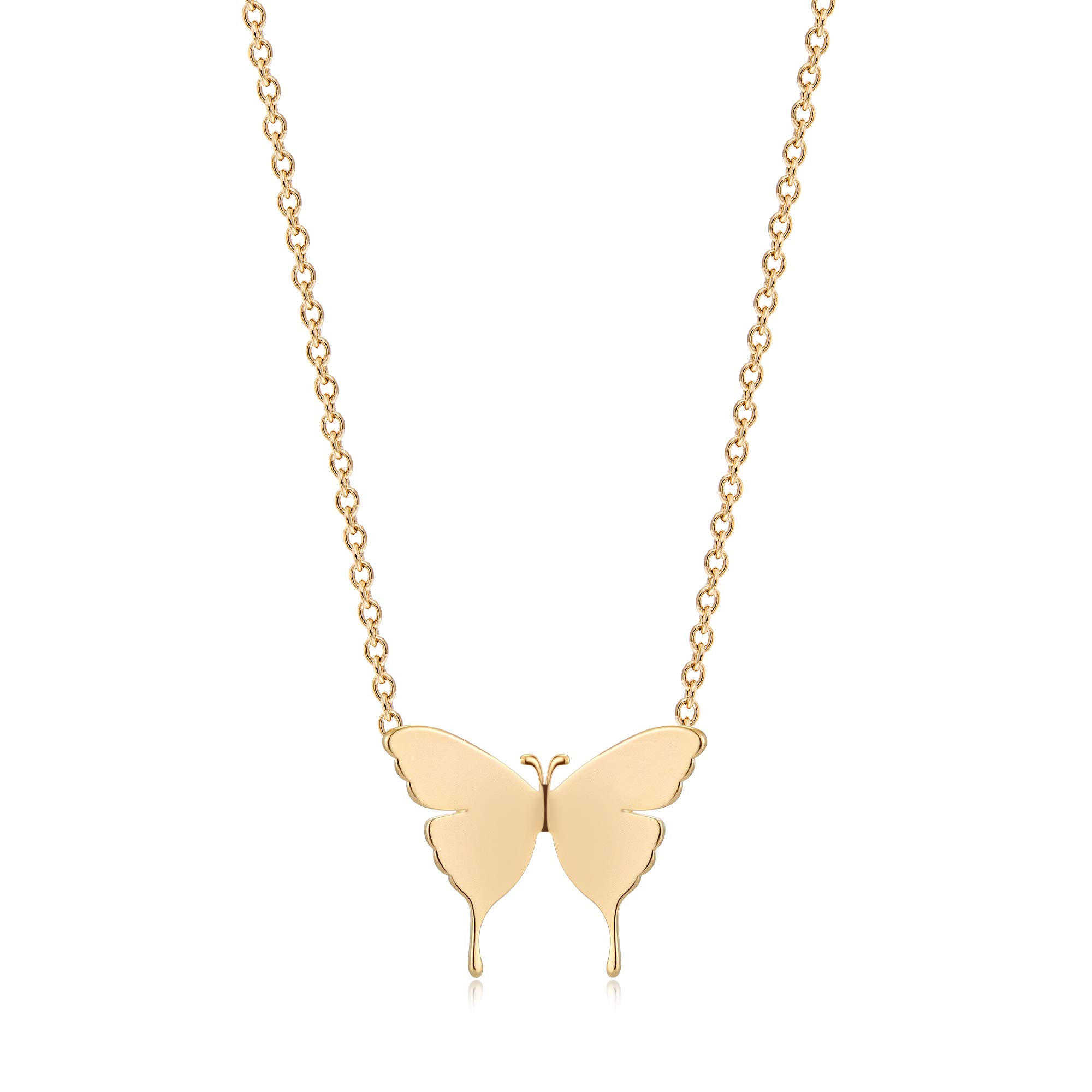 MEVECCO Gold Butterfly Pendant Necklaces,18K Gold Plated Dainty Cute Handmade Jewelry for Women …