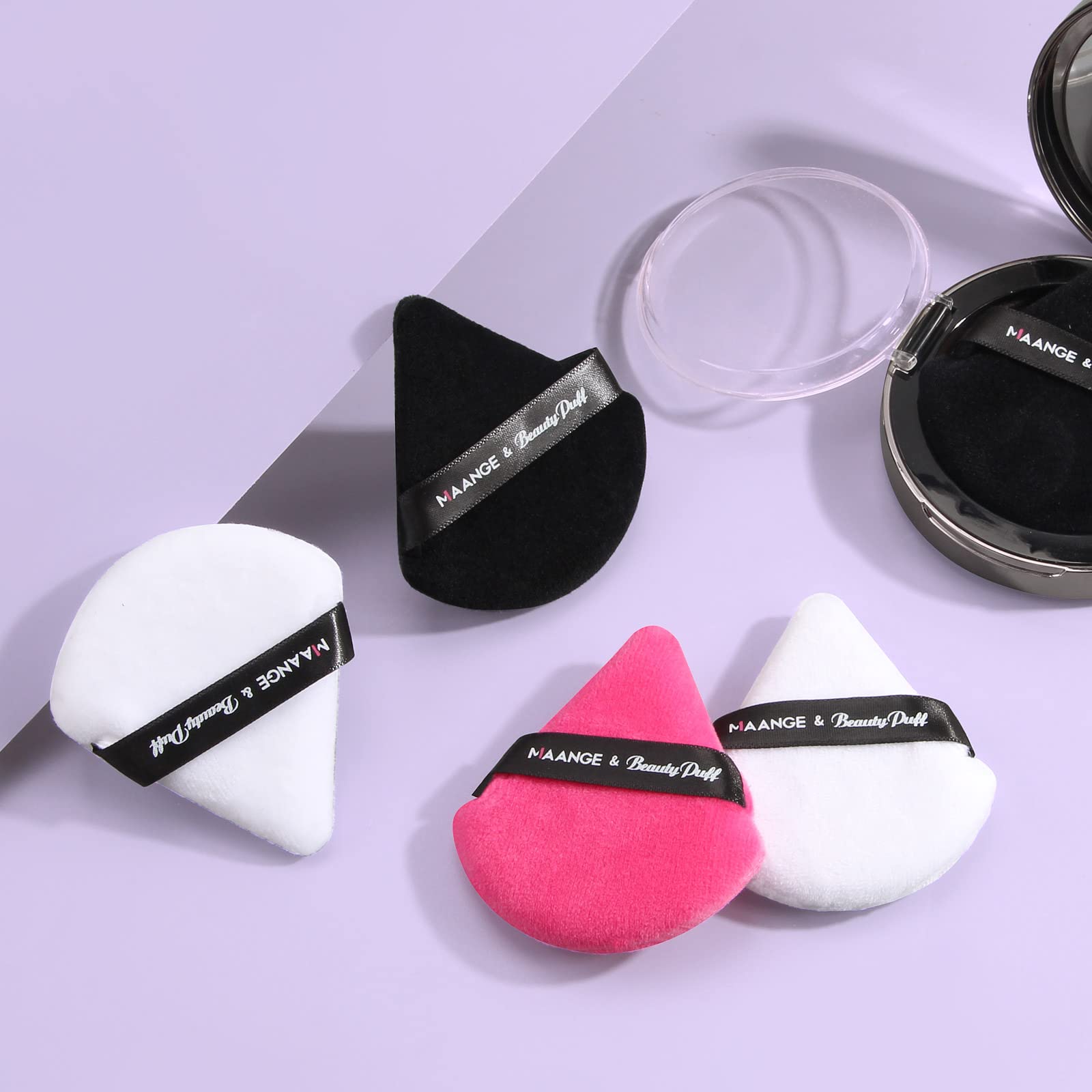MAANGE 6 Pcs Powder Puff, Triangle Makeup Puff for Loose Powder, Soft Face Body Foundation Powder Puffs, Makeup Tool For Cosmetic, Triangular Design for Contouring, Under Eyes and Corners