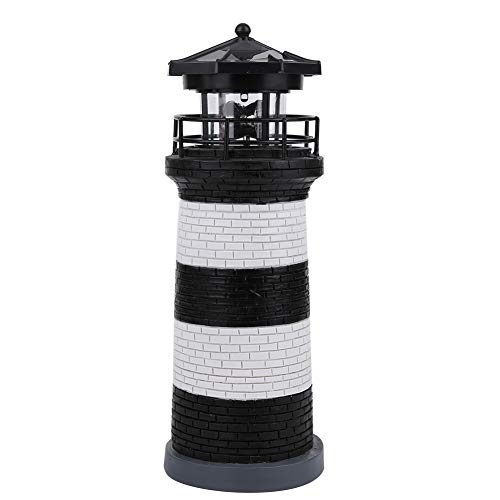 Naroote wosume Waterproof Easy to Install Automatic Rotating Light Rotating Lighthouse for Home(Black and White)