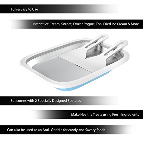 Ice Cream Roller Plate-Anti-Griddle Pan with 2 Spatulas for Easy Homemade Rolled Ice Cream, Gelato, Sorbet-Frozen Treat Maker by Classic Cuisine