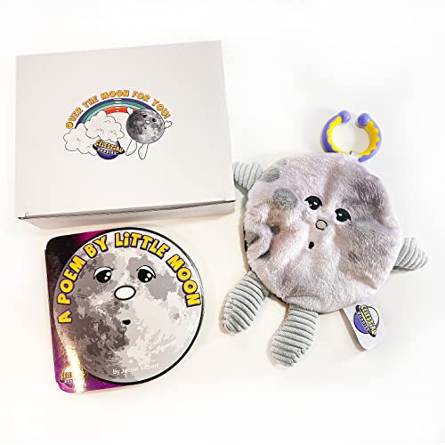 Celestial Buddies Over The Moon for You Gift Box Set - Baby Board Poem & Crunch Bunch Plush Sensory Learning Educational Space Planet Teether Toy