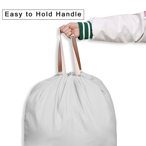 SANFERGE Cotton Canvas Laundry Bag with Handles & Drawstring Straps, Heavy Duty Extra Large Laundry Bags for Laundromat and Household, Washable Travel Dirty Clothes Bag Hamper Liner, 25.5 x 34 Inch, Light Grey