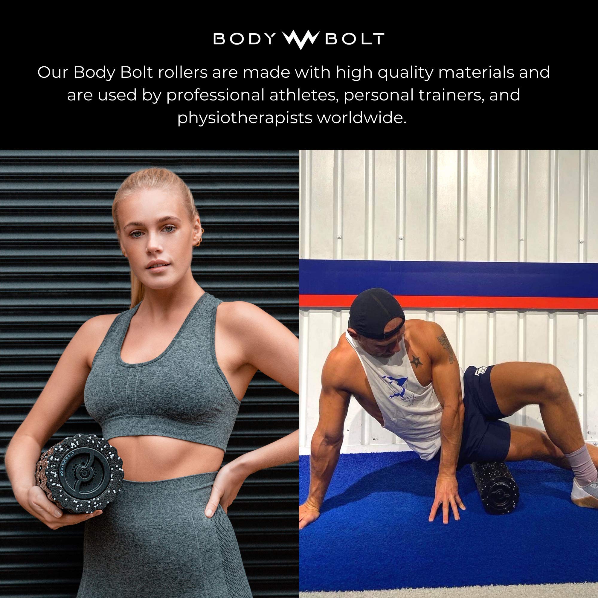 Body Bolt Vibrating Foam Roller – 4 Speed Electric Foam Back Roller for Recovery – Deep Tissue, Trigger Point Sports Massage Therapy – High Intensity Portable Muscle Roller with 3hr Battery
