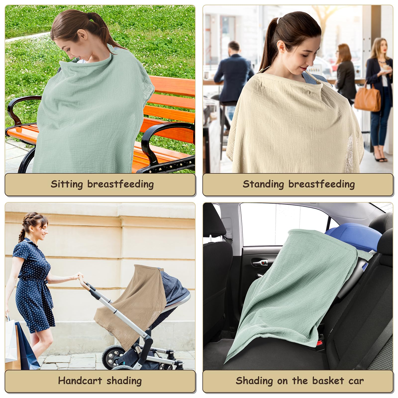 CORATED Nursing Cover for Baby Breastfeeding, Muslin Breathable Breastfeeding Cover Essentials with Rigid Hoop, Multi-use Adjustable Privacy Nursing Apron Cover
