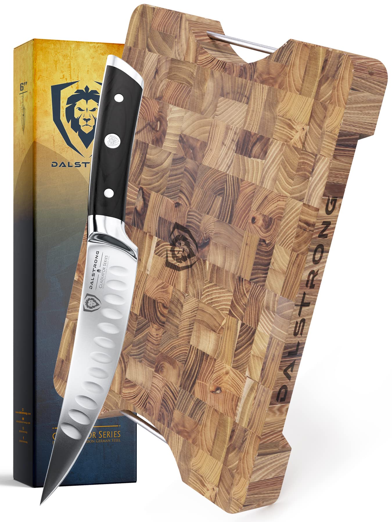 Dalstrong The Gladiator Series Elite 6" Fillet Knife Bundled with Lionswood Teak Cutting Board Medium Size