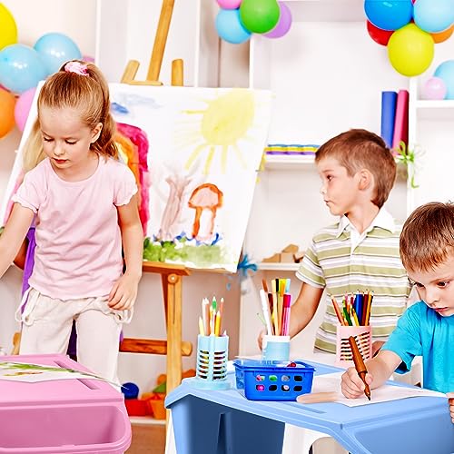 Honoson 12 Pcs Kids Lap Desk Tray Plastic Portable Desk with 3 Compartments Bed Tables for Eating and Laptops Lap Desk with Storage Car Floor Serving Lap Tray for Kids Classroom Activity Travel