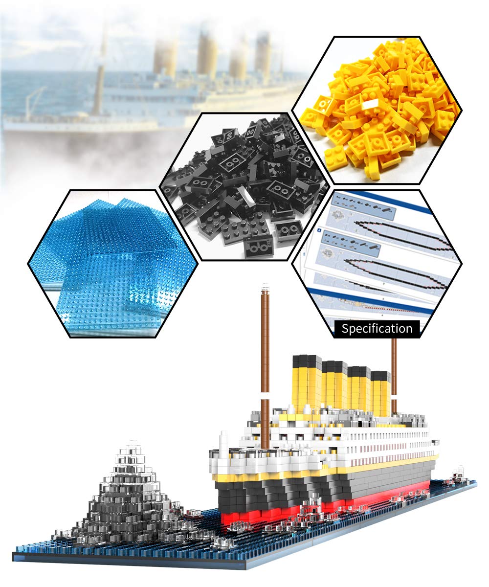 Titanic Architecture Toys Set Micro Mini Building Model Kit for Adults and Kids Age of 14+ 1872 Pieces