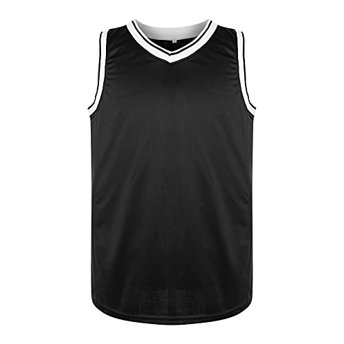 MESOSPERO Blank Basketball Jersey 90S Hip Hop Clothing for Party,Mens Plain Mesh Athletic Practice Sports Shirts S-3XL (3X-Large, Blank-Black)