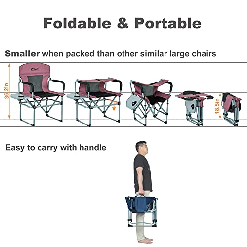 iClimb 1 Padded Rocking Folding Chair and 1 Heavy Duty Compact Folding Chair Bundle for Two Person Camping Patio Porch Backyard Lawn Garden Balcony Indoor Outdoor