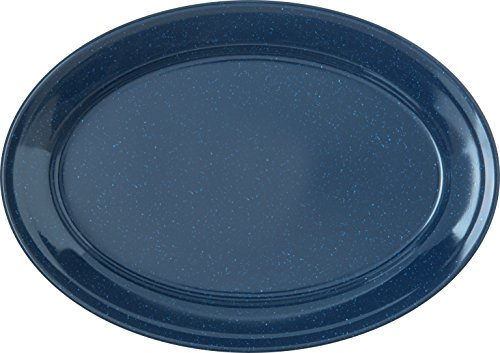 Carlisle FoodService Products Dallas Ware Reusable Plastic Oval Platter with Rim for Home and Restaurant, Melamine, 12 x 8.5 Inches, Café Blue, (Pack of 24)