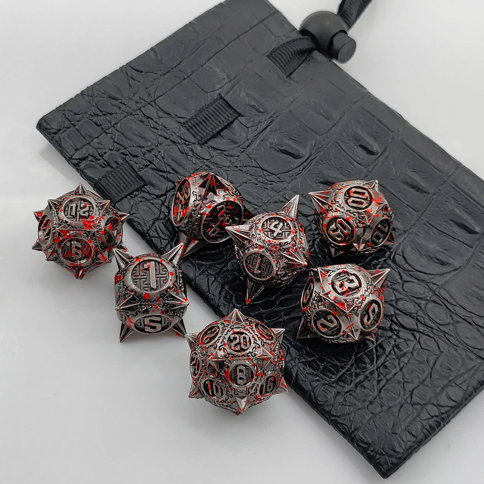 DND Dice Set D&D Metal Dice with Dice Bag Dungeons and Dragons Dice Set D and D Dice Set Polyhedral Dice for MTG Pathfinder Warhammer Role Playing RPG Game Dice D20 D12 D10 D8 D6 D4