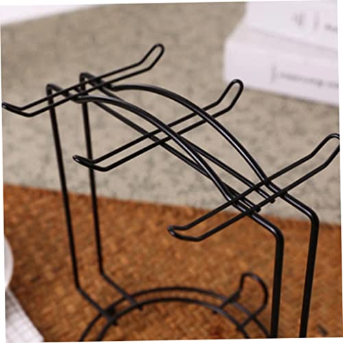 BUJIATANG 2 in 1 Tea Cup Holder Stand with Saucer Holder Stainless Steel Mug Tree Rack for 6 Mugs Metal Wire Coffee Cup Rack for Kitchen Black