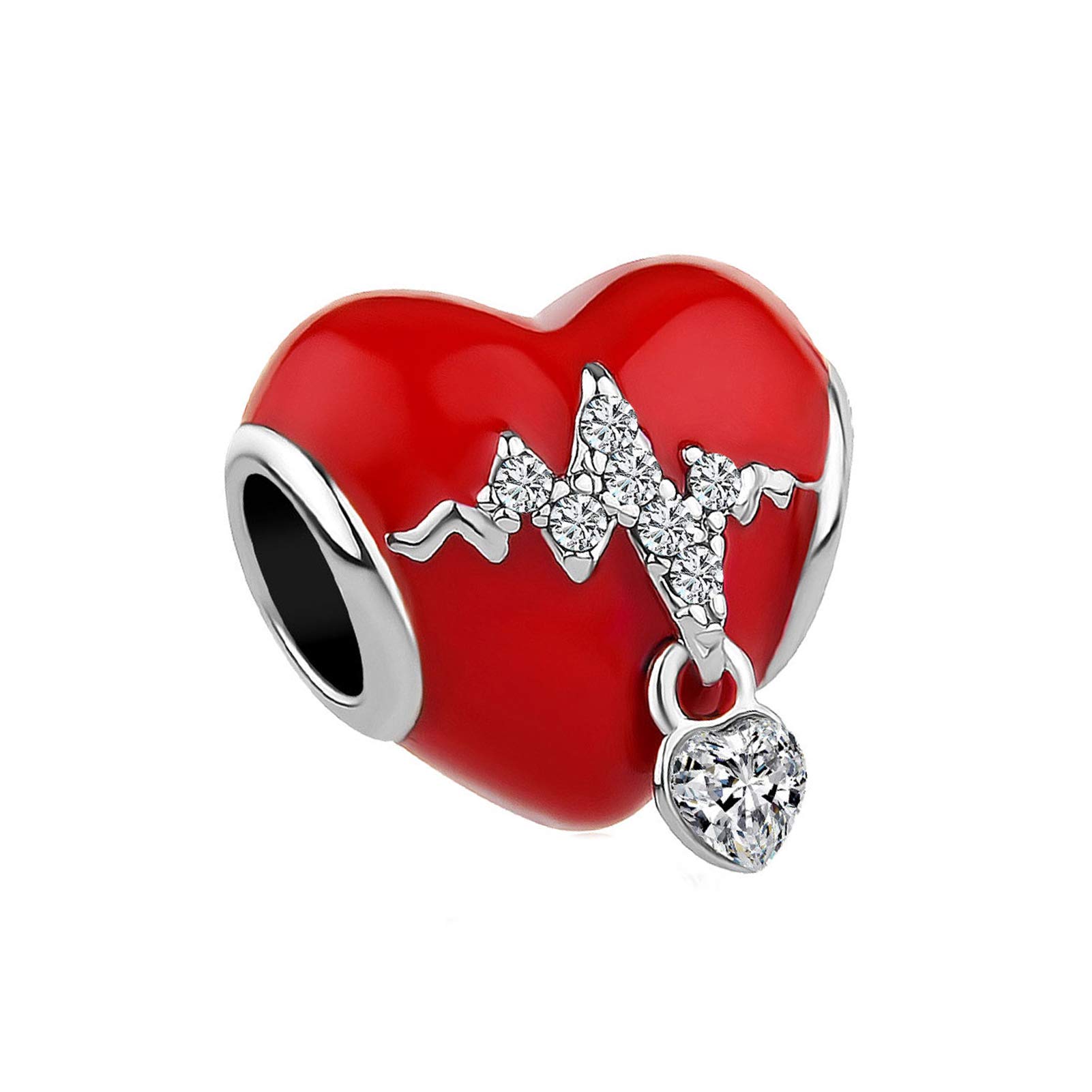 Chili Jewelry Heart Love Heartbeat Charms Electrocardiogram ECG Beads Compatible With Pandora Charms Bracelets