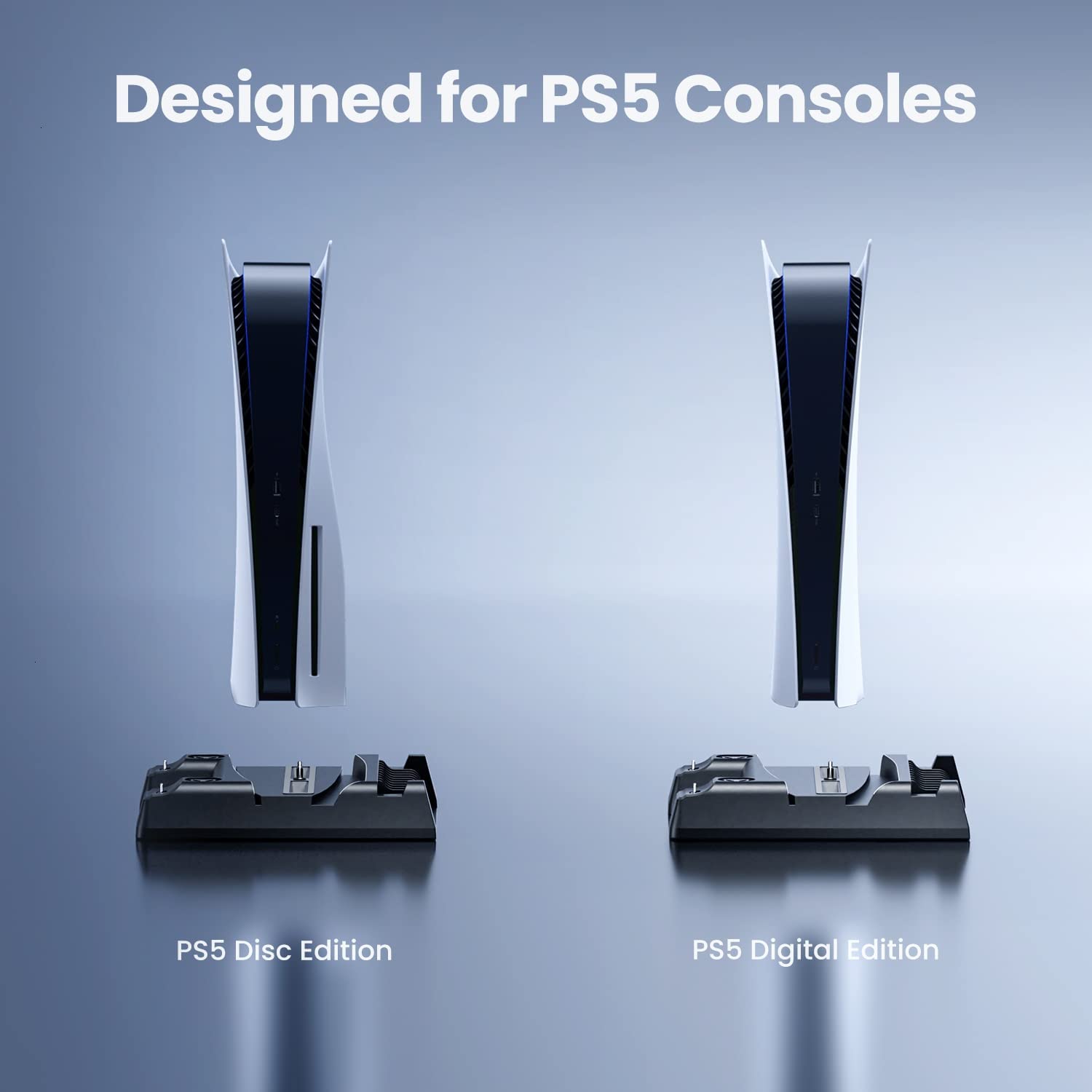 Tobo Cooling Stand for PS5 Dual Controller Charging Stand Charging Dock Vertical Stand for PS5 Playstation5 Digital Edition/Ultra HD Disc Edition with 11pcs Game Rack Organizer TD-385GA