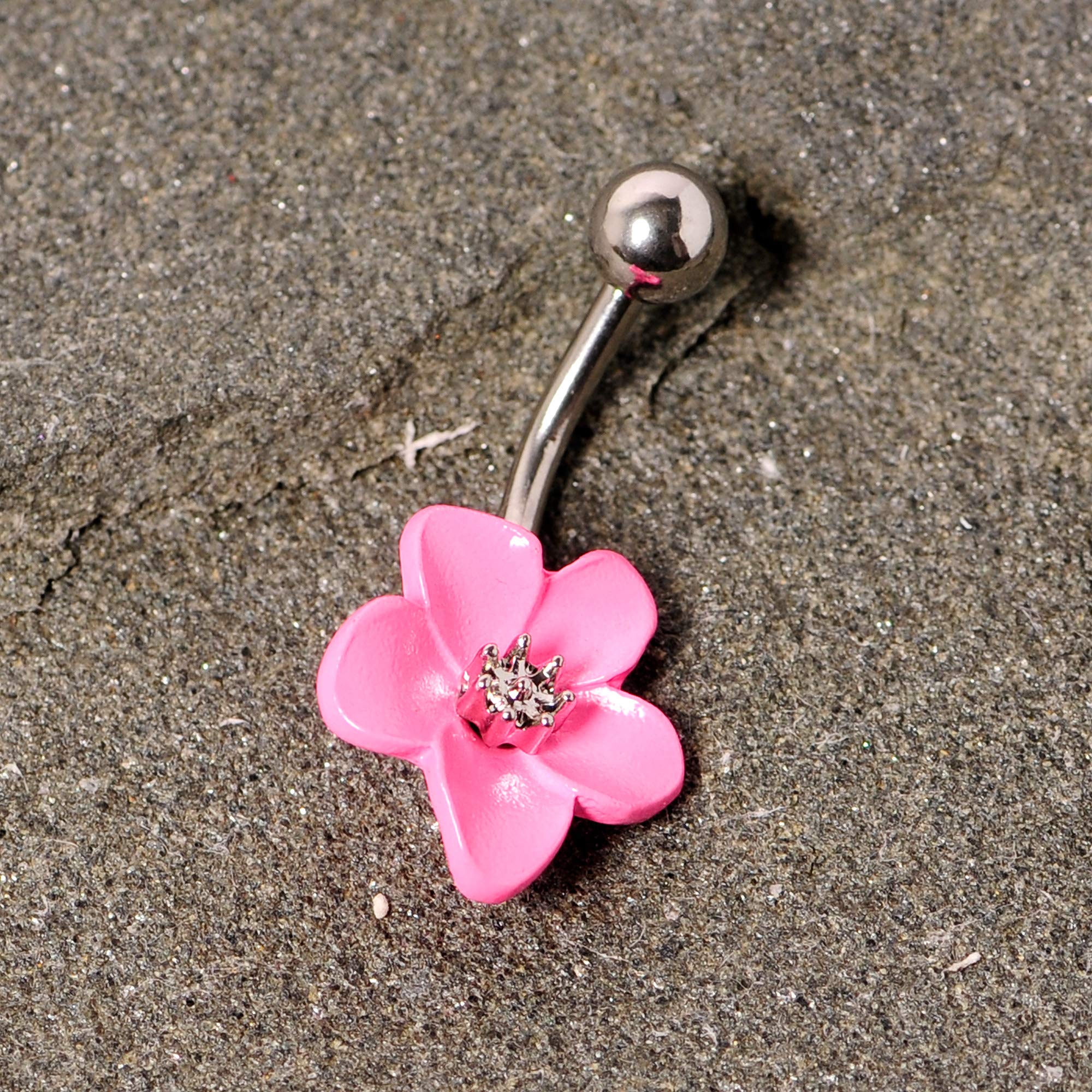 Body Candy Womens 14G Plated Steel Navel Ring Piercing White Spring Flower Belly Button Ring
