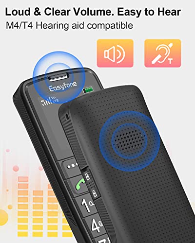 Easyfone Prime-A6 4G Unlocked Feature Cell Phone, Easy-to-Use Clear Sound Big Battery Basic GSM Mobile Phone with an Easy Charging Dock
