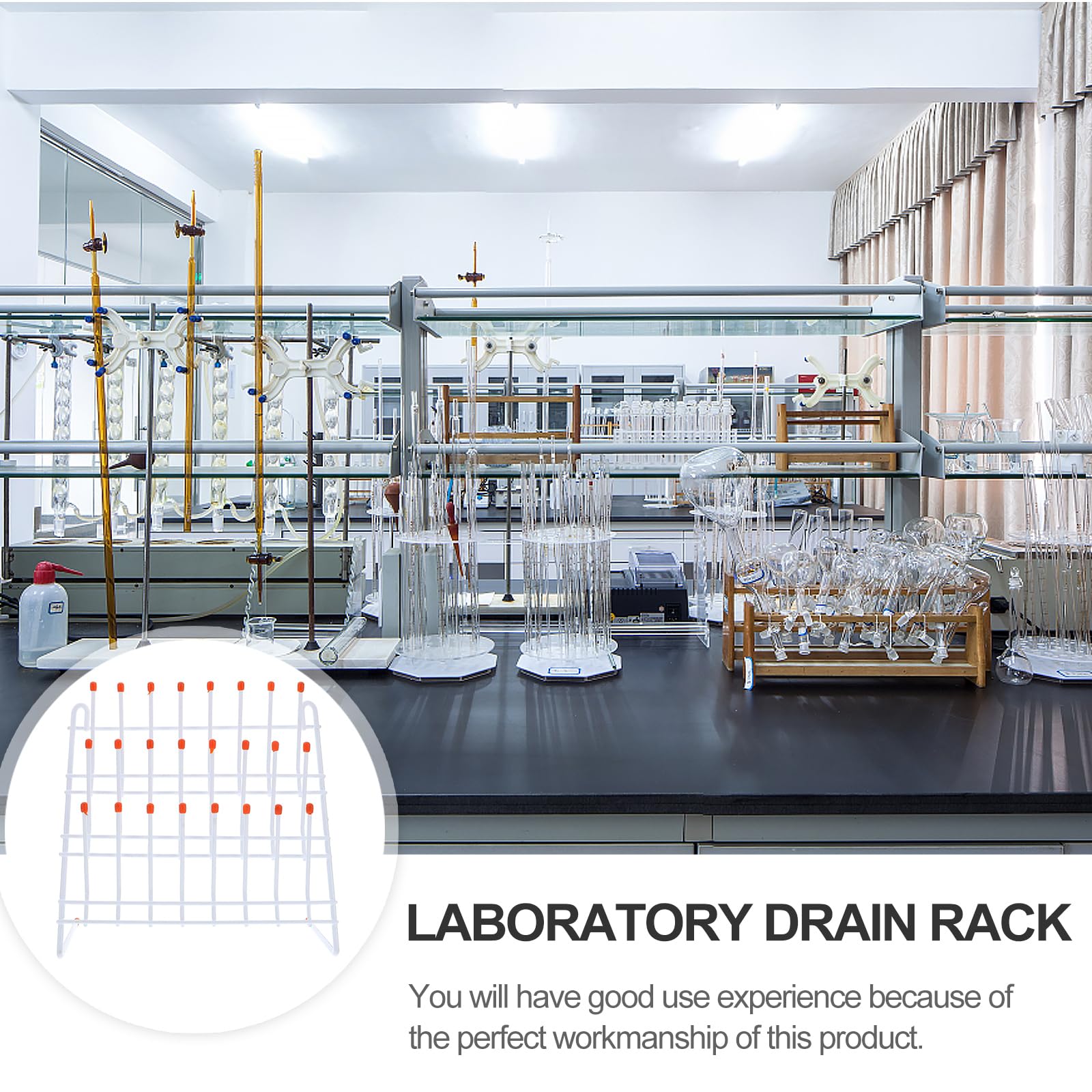Drying Rack for Lab, 24 Pegs Metal Drain Rack Wall Mount Storage Holder, Lab Dry Clean Rack for Beaker Test Tube Glassware Water Cup Towels, White