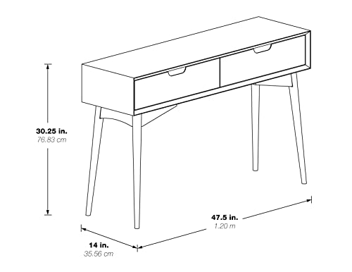 OSP Home Furnishings Copenhagen Mid-Century Modern 2 Drawer Console Table Walnut Finish