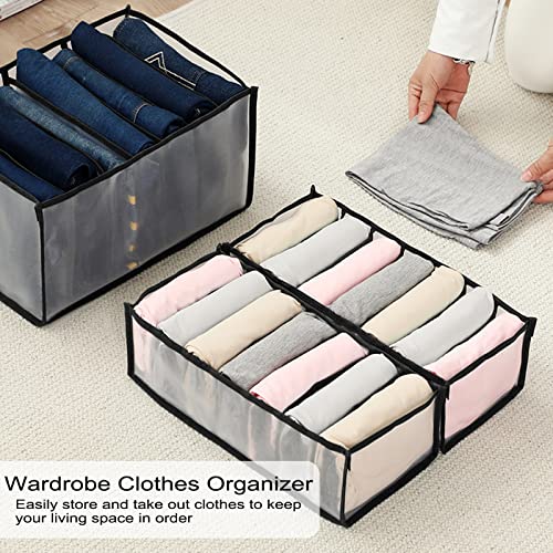 Evankin 3PCS Wardrobe Clothes Organizer - Drawer & Closet Storage Organizer - Nylon Mesh Organizer - 3-Kinds of Size for Jeans, Leggings, Shirts (White)