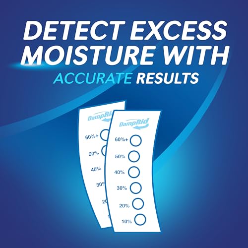 DampRid Hi-Capacity Moisture Absorber Bucket, Fresh Scent, 2 lb. 15.5 oz. & Moisture Detection Strip (2 Pack), Attracts & Traps Excess Moisture