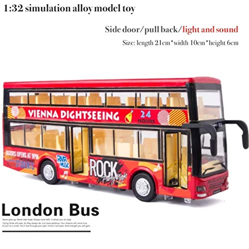 Children's Alloy Double-Decker Bus Toy Bus Model, Boy Toy Bus Simulation Alloy Door Openable Sound and Light Car Model (Size : Alloy Bus)