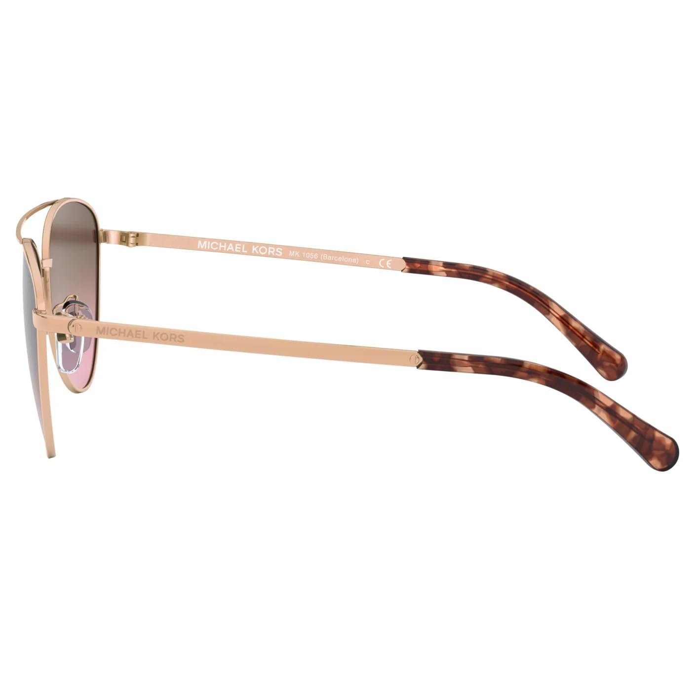 Michael Kors Woman Sunglasses Rose Gold Frame, Magenta Gradient Brown Flash Silver Lenses, 58MM