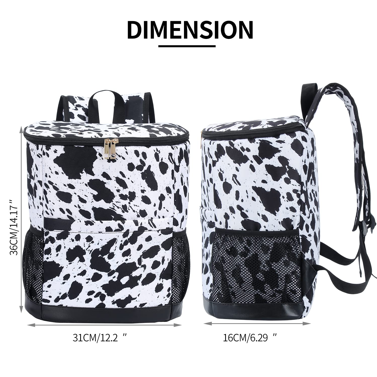 Cooler Backpack Women Leopard Leak Proof Backpack Cooler Bags Lightweight Soft Lunch Backpack with Cooler Compartment,Wine Cooler for Hiking Camping,24 cans (Cow Nainiu)…
