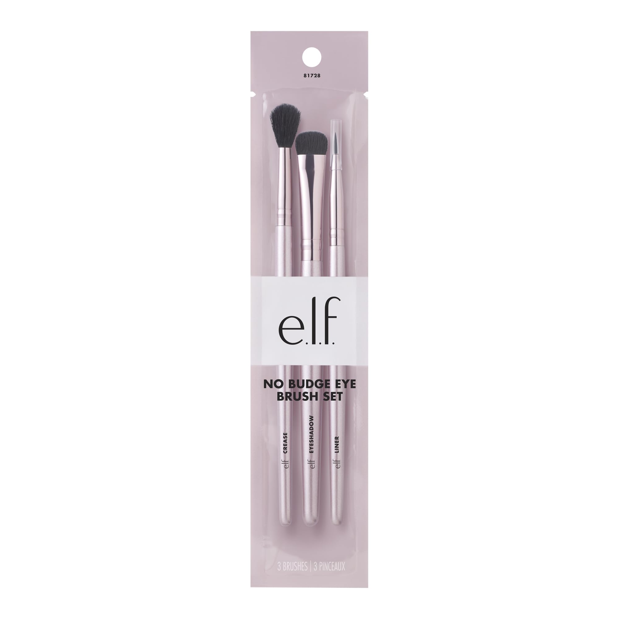 e.l.f. No Budge Brush Trio, 3-Piece Eyeshadow Brush Set For Applying & Blending Color, Use With The No Budge Cream Eyeshadows, Vegan & Cruelty-Free