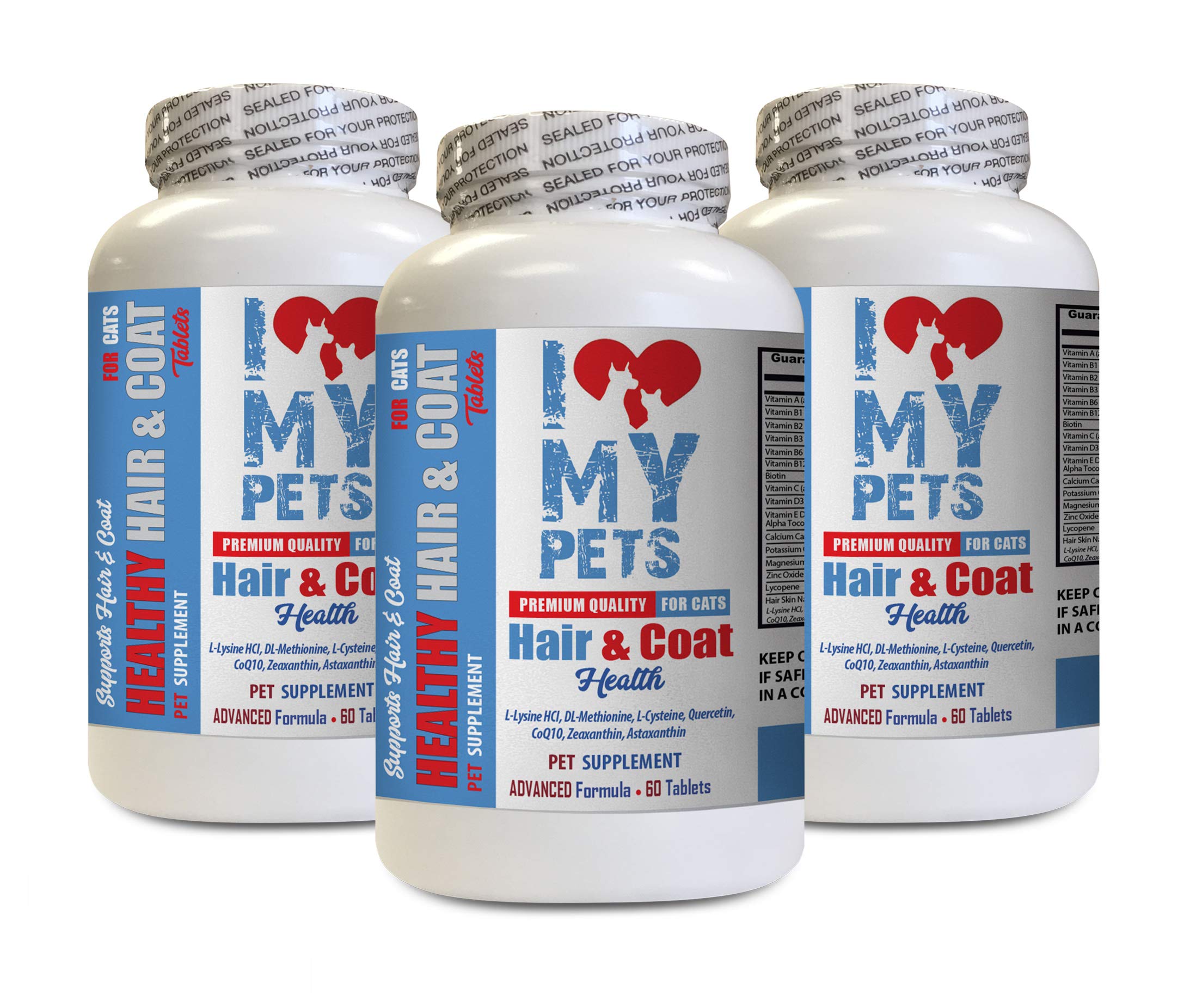 I LOVE MY PETS LLC cat itching Pills - CAT Hair and Coat Health - Healthy Skin - Premium Quality Treats - cat Skin Care - 3 Bottles (180 Tablets)