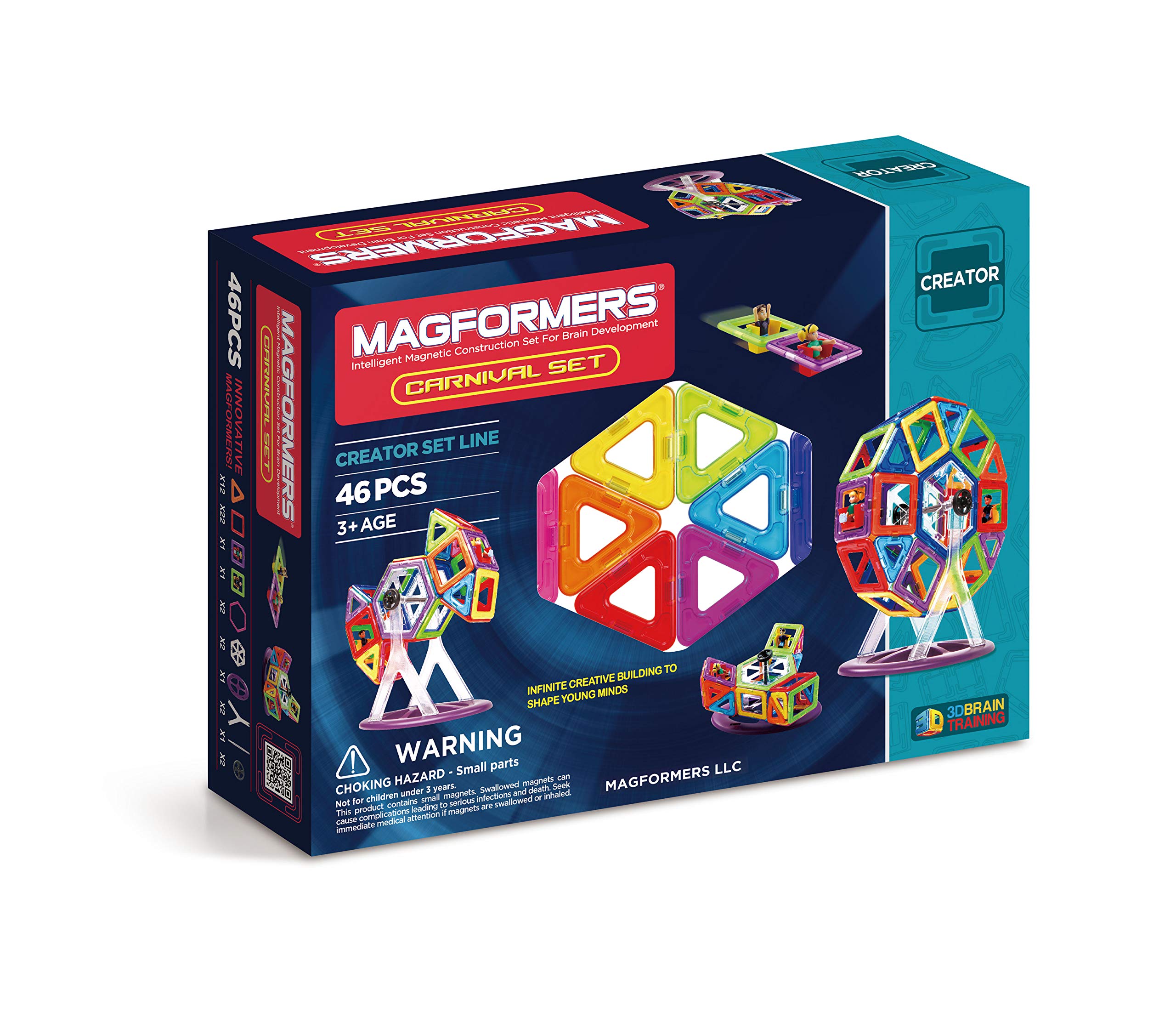 Magformers 63074 Creator Carnival Set (46-Pieces) Deluxe Building Set. Magnetic Building Blocks, Educational Magnetic Tiles, Magnetic Building STEM Toy Set