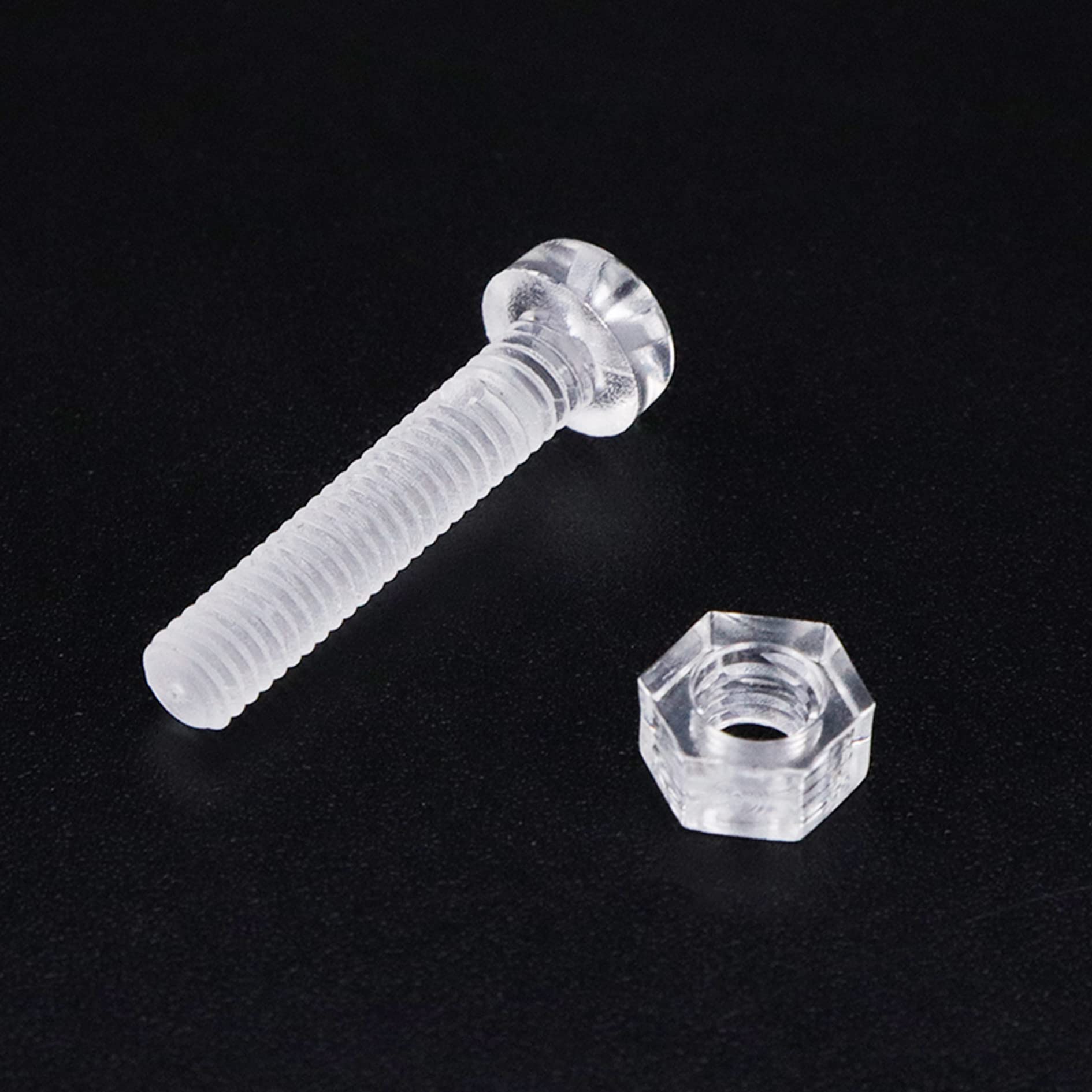 Dnyta 80 Pieces Acrylic Mounting Screws and Nuts M4x20mm Plastic Screws Clear Phillips Cross Screws Round Head