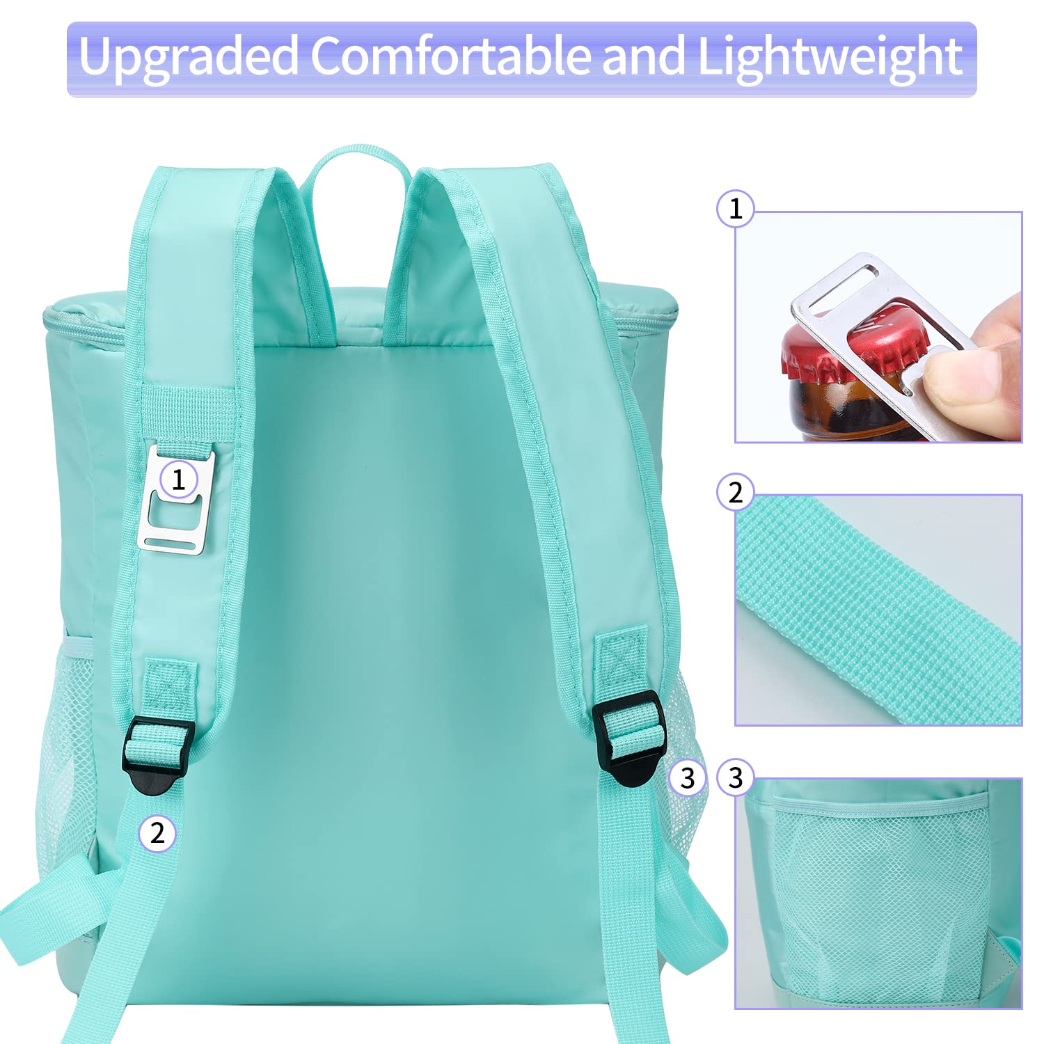 Cooler Backpack Women Mint Green Leak Proof Backpack Cooler Bags Lightweight Soft Lunch Backpack with Cooler Compartment,Wine Cooler for Hiking Camping,24 cans……