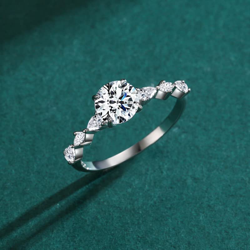 Cpallie 925 Sterling Silver Ring Round Simulated Diamond Stackanle Eternity Band for Women Stackable Ring Wedding Eternity Ring Anniversary Birthday Gift for Her-1311-7